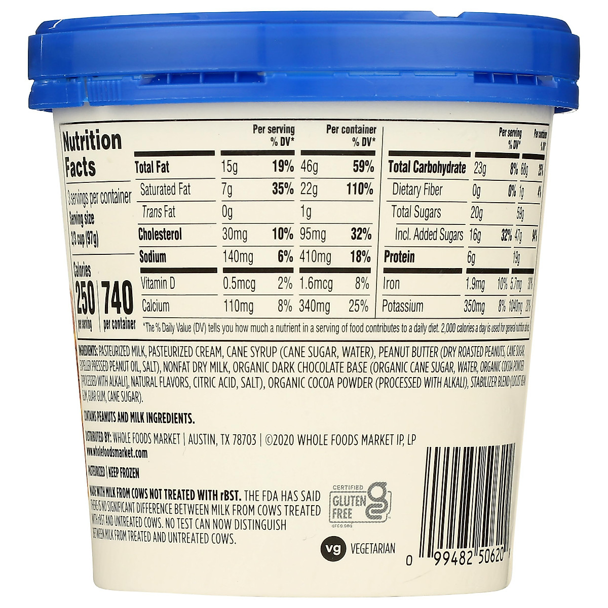 365 by Whole Foods Market, Ice Cream Chocolate Peanut Butter, 16 Ounce