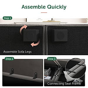 HONBAY Modular Sectional Sofa Set Oversized U Shaped Couch with Storage Ottoman Convertible Sleeper Sectional Sofa Velvet Modular Couch with Wide Chaise, Grey