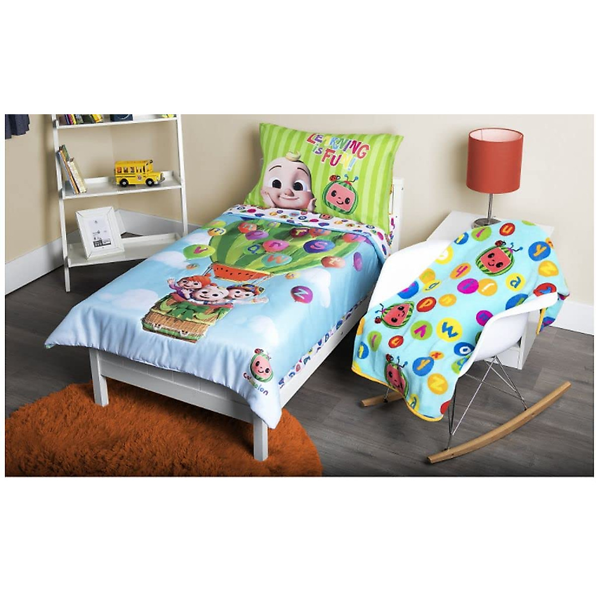 CoComelon 4 pc Toddler Bed Set with Bonus Blanket