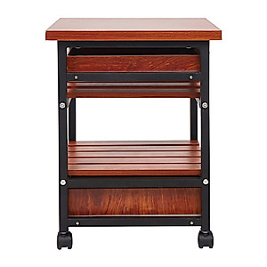 Livebest Rolling Wooden End Table Beside Cabinet,Nightstand Dresser Storage Organizer Unit with 2 Drawers for Bedroom Living Room