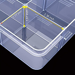 LZLMQSSA 18 Grids Transparent Plastic Organizer Box With Dividers, Adjustable Compartment Plastic Craft Storage Container, Small Parts Storage Box, Small Tool Organizer Storage Box（3 Pack）