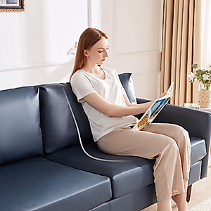 WILLOVE 80'' Faux Leather Sofa, 3 Seater Couch for Living Room Furniture with Padded Cushions