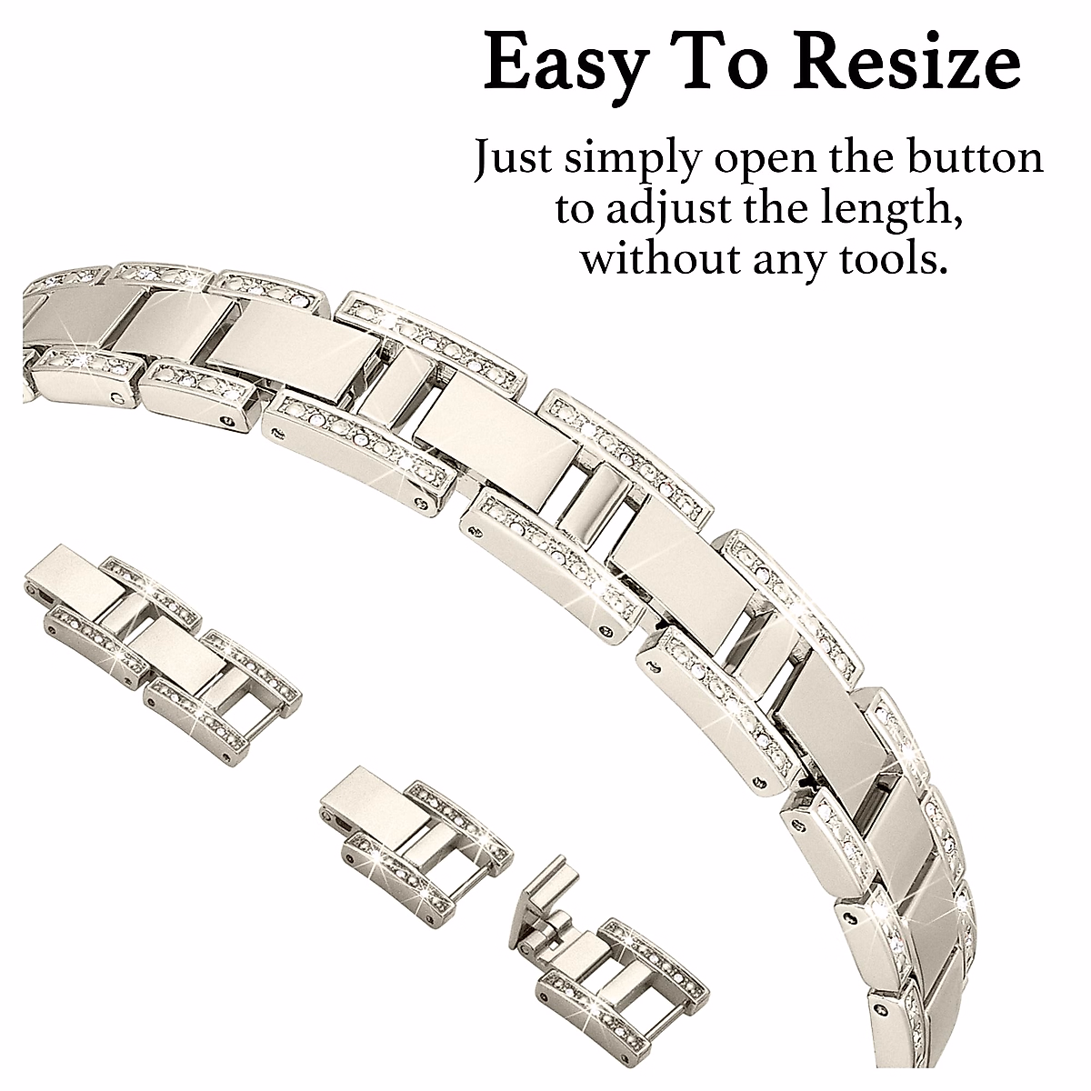 G-ficu Galaxy Watch 7/6/5/4/FE band, 20mm X-Shape Band for Samsung Galaxy Watch 4 5 6 7 Band 40mm 44mm, Women Bling Metal Bands for Watch 5Pro/Watch 6 4 Classic/Watch 3 41mm/Active 2-Cream Silver