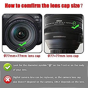 Center Pinched R5 R6 Lens Cap for Canon RF 24-105 mm f/4L and RF 24-105mm f/4-7.1 Lens for Canon EOS R5 R6 EOS R RP Digital Camera, Fire Rock Snap-On 67mm+77mm Camera Lens Cap-1+1Packs