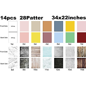 28 Patterns Product Photography Backdrop Paper with Stand 22x34in Double-Sided Food Photography Background Small Table Top Photo Backdrop