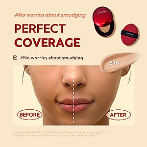 TIRTIR Mask Fit Red Cushion Foundation | Japan's No.1 Choice for Glass skin, Long-Lasting, Lightweight, Buildable Coverage, Semi-Matte Finish, Korean Cushion Foundation (23N Sand, 0.15 oz.(Mini))