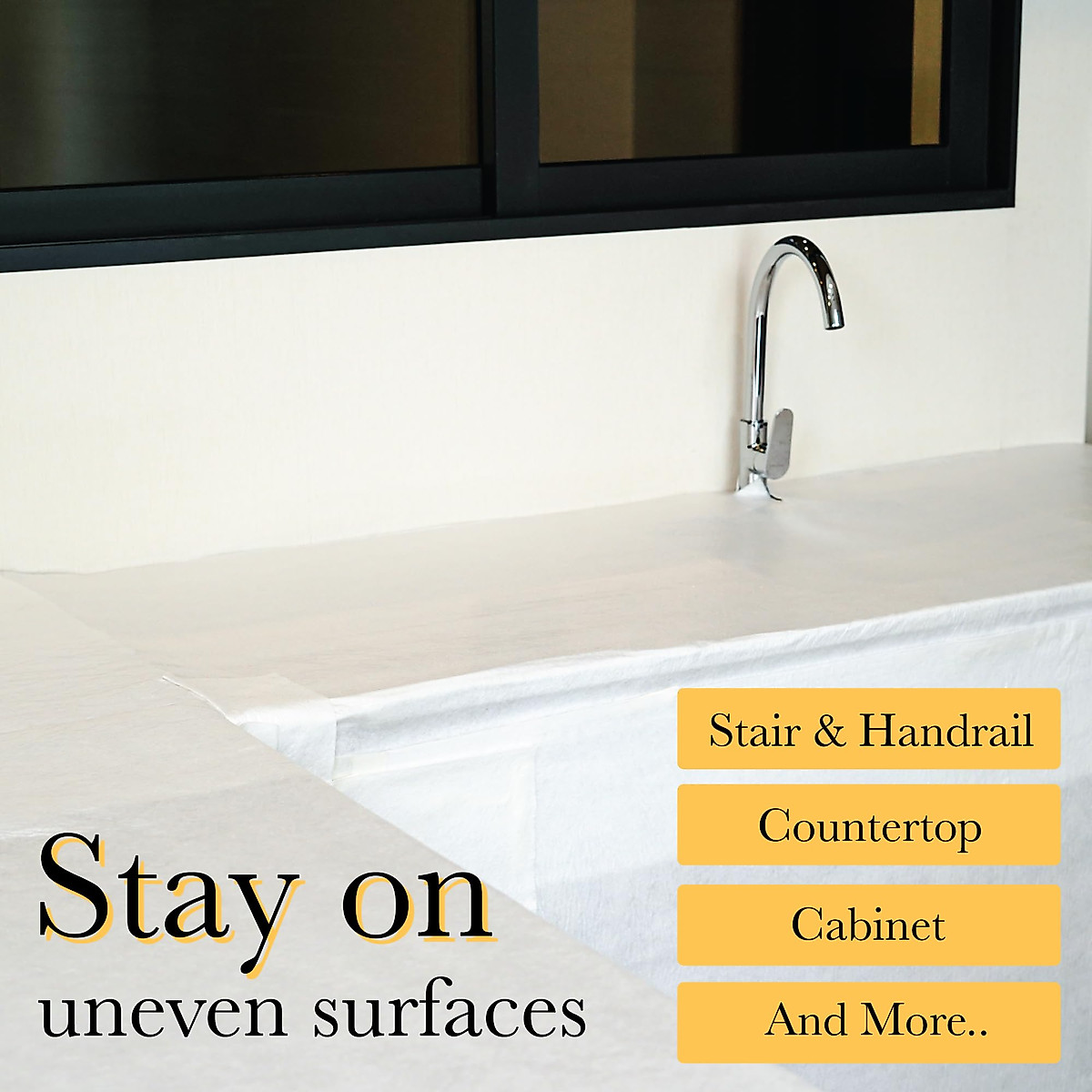 PAD 'N PROTECT Temporary Floor Protection 32in x 100ft (266.67 sqft.) Anti Slip/Pull, Paint/Waterproof, Reusable, Easy Applied with No Residue. Perfect for Construction, Movie Production, Etc.