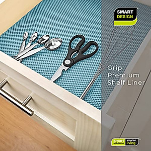 Smart Design Premium Grip Shelf Liner - 18 Inch x 8 Feet - Non Adhesive, Strong Grip Bottom, Easy Clean Kitchen Drawer, Cabinet, Cupboard Dresser Protector Cover, Non Slip Rubber Mat - Teal Blue