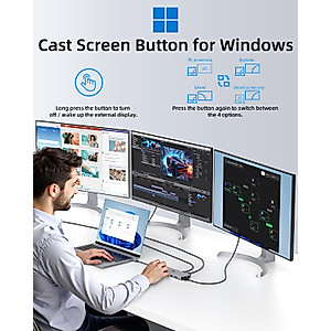 USB C Hub USB C Docking Station Dual Monitor 13 in 1 Triple Display Multiport Adapter with 2 HDMI+DP+8 USB C/A Ports+Ethernet+Audio, USB C Dongle for MacBook/Dell/HP/Lenovo ThinkPad/Surface