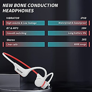 ReeRay Bone Conduction Headphones Wireless, R6 Open-Ear Sports Bluetooth5.3 Headset with Mic,Bone Conduction MP3 Player Built-in 16G Memory for Running Cycling Work Out