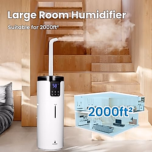Humidifiers for Large Room Home, 4.2Gal/16L Quiet Large Humidifiers Whole House 2000 sq.ft, Cool Mist Top Fill Floor Humidifiers with Essential Oil Tray, Extension Tube, 4 Mist Modes, Remote