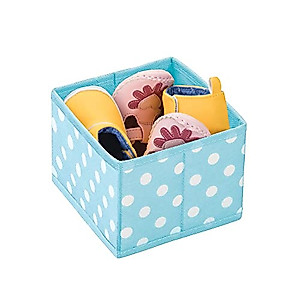 mDesign Soft Fabric Polka Dot Dresser Drawer and Closet Storage Organizer, Bin for Child/Kids Room, Nursery, Playroom, Bedroom, 12 Pack - Turquoise Blue/White