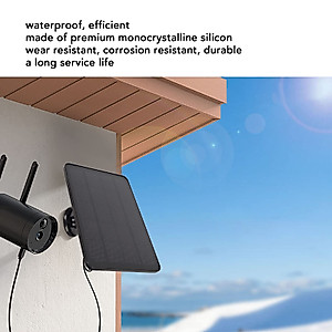 4W Solar Panel for Security Camera, DC 5V Micro USB & USB C Port Solar Panel, IP65 Waterproof Solar Charger for Eufycam, Arlo Essential Spotlight, XL Spotlight Cameras (Black)