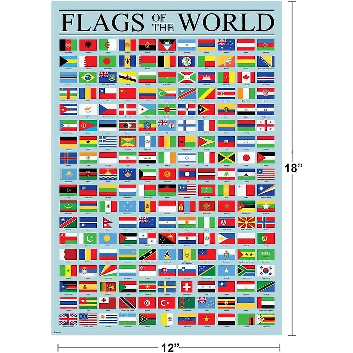 Flags of The World Classroom Reference Chart National Countries Country Symbol Educational Teacher Learning Homeschool Display Supplies Teaching Aide Cool Wall Decor Art Print Poster 12x18