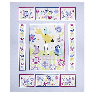 Susybee Bird's Buddies 36" Panel Lilac, Fabric by The Yard