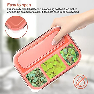 Amathley Lunch Box Kids,Bento Box Adult Lunch Box,Lunch Containers for Adults/Kids/Toddler,1300ML-4 Compartment Bento Lunch Box,Microwave & Dishwasher & Freezer Safe,BPA Free (Pink)