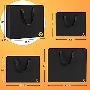 BagDream Black Gift Bags 25 Pack 12.5x4.5x11 Kraft Paper Bags with Handles Bulk, Merchandise Retail Shopping Grocery Bags, Gift Wrapping Bags Party Favor Gift Bags Large Paper Sacks