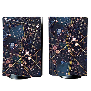 PlayVital Galaxy Geometric Full Set Skin Decal for ps5 Console Disc Edition, Sticker Vinyl Decal Cover for ps5 Controller & Charging Station & Headset & Media Remote