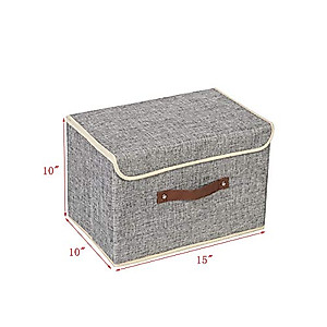 YELAIYEHAO Storage Bins Set, Pack of 2 Foldable Storage Box Cube with Lids and Handles Fabric Storage Basket Bin Organizer Collapsible Drawers Containers (Grey, 15"X10"X10")