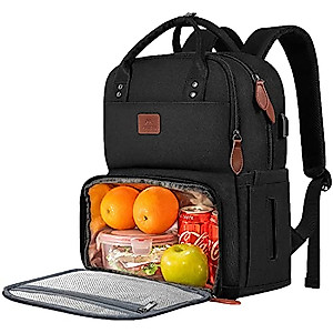 Lunch Backpack for Women, Insulated Cooler Backpacks with USB Port, 15.6 inch College School Laptop Bookbag Reusable Water Resistant Tote Food Bag for Work Beach Camping Picnics Hiking Womens Gift