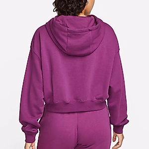 Nike Sportswear Club Fleece Women's Oversized Crop Graphic Hoodie (as1, alpha, s, regular, regular, Viotech Purple)