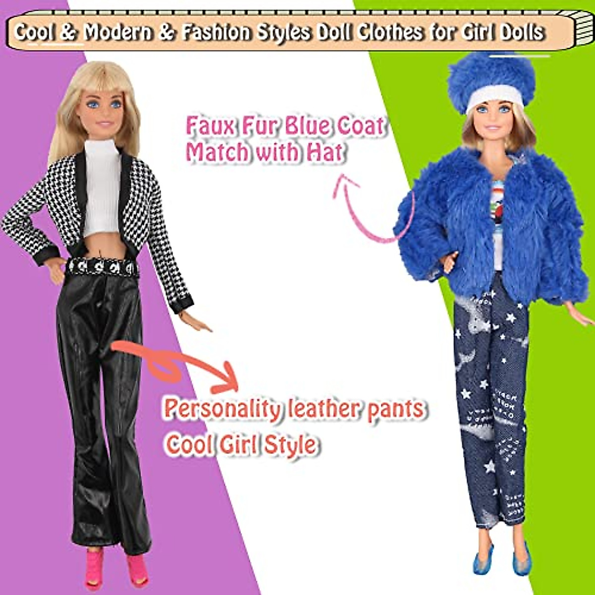 ZTWEDEN Doll Winter Coat Jacket Clothes and Accessories for 30cm Girl Doll with Doll Shoes Winter Tops Coat Jacket Jeans Dress Skirt T-Shirt Hat Hangers Necklaces Handbags for Girls Xmas Gift