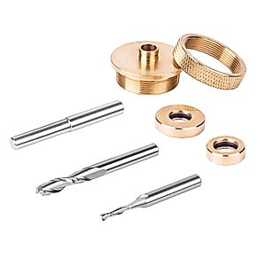 SpeTool Router Bits Solid Brass Router Inlay Kit, Include 1/8" and 1/4 Cutting Diameter with 1/4 Shank Carbide Spiral Upcut Router Bit, Router Bushing Guide Set for Wood