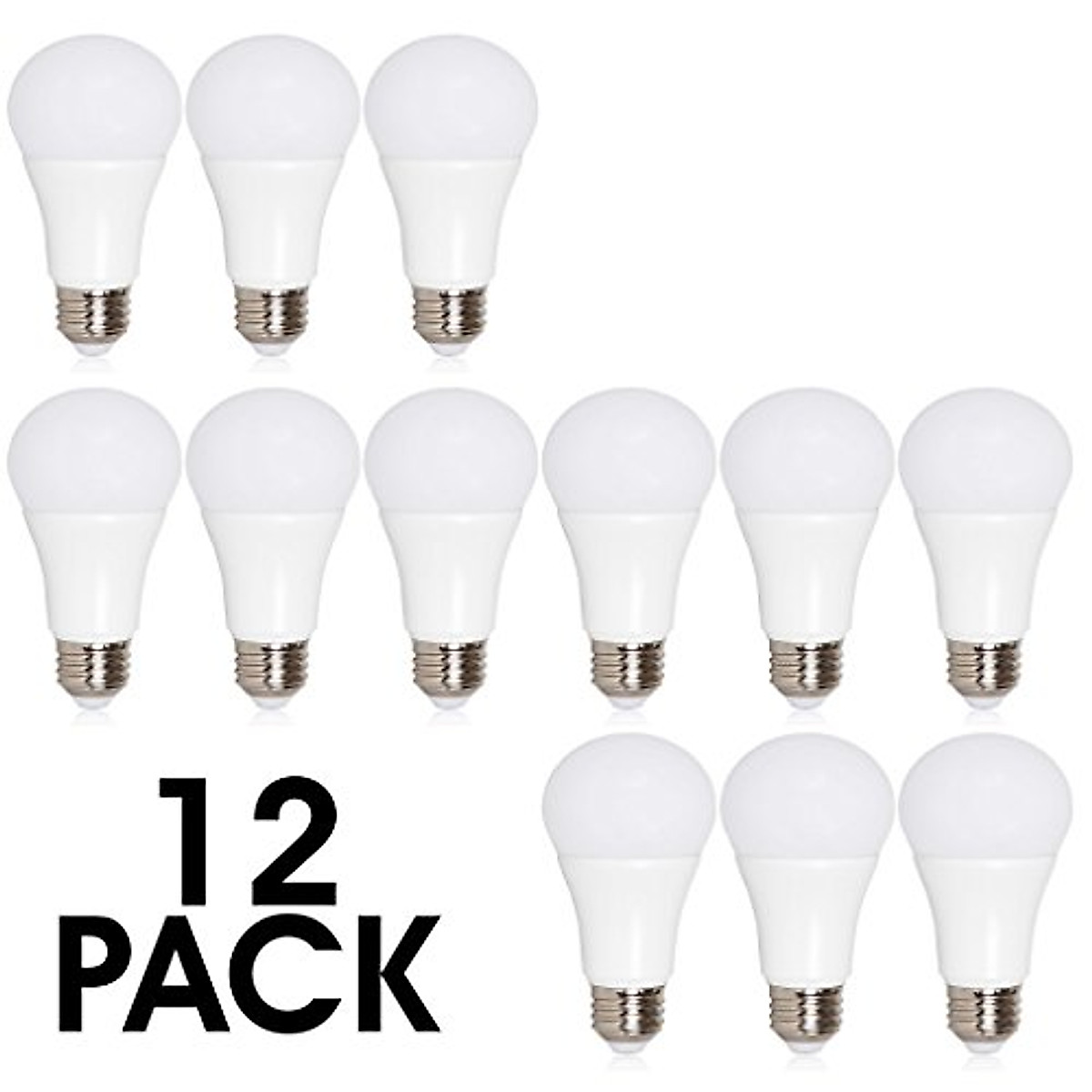 Maxxima LED A19 800 Lumens 60 Watt Equivalent Light Bulb Set - 2700K Soft White Light, Energy Efficient 10 Watts, E26 Base, Non-Dimmable, for Bathrooms, Lamps, and Living Rooms - 12 Pack