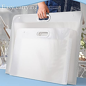 Sohynca Plastic Art Portfolio, Large Art Portfolio with Handles,Waterproof Portfolio Folder for Artwork, Arts Storage Case for Drawing Sketch Photography Poster (17.32 x 13.22 inch)