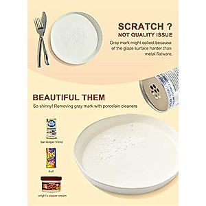 LE TAUCI 4 Piece Matte Glaze Dinnerware Set, Place Setting Service One Person, White