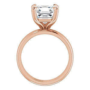 Solid Gold Engagement Ring Set for Women, Handmade 4.25 Carats Asscher Cut Moissanite Solitaire Ring Set Diamond Wedding Bridal Ring Anniversary Propose Gifts Her, 10K/14K/18K, 925 Silver