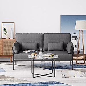DUESI 71'' Modern Loveseat Furniture, Small Couches for Living Room with 2 Cushions, Steady Steel Framework, Metal Sofa Couches for Living Room, Easy Assembly, 650 LB Capacity(Deep Grey)