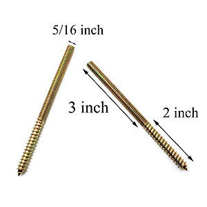 Pro Bamboo Kitchen 8pcs Self-Tapping Screw Hanger Bolts 5/16"-18 x 5" Hanger Bolts Double Headed Bolts for Furniture Wood Joint