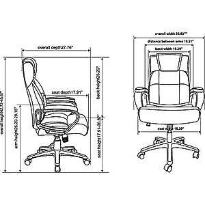 Lorell Soho High-Back Leather Executive Chair, Black