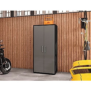 Manhattan Comfort Eiffel Garage Cabinets and Storage System, Set of 3, Matte Black and Grey