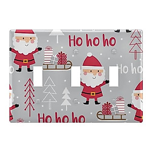 FJDENG Christmas Santa Claus Light Switch Cover,PC Decorative Double Toggle Switch Plate Covers Standard Size 1 Gang,4.56 x4.48 Inch