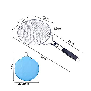 West Raccoon Portable BBQ Grill Basket Fish Grill Basket with Removable Handle with Removable Handle for Outdoor Grill Vegetables Fishes (WR-58 Round Clip)