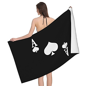 ADOSIA Ace of Spades Poker Beach Towel 32x52in Oversized Soft Absorbent Beach Towel