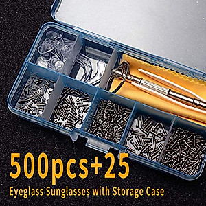 Eyeglass Repair Kit, OFONE Glasses Repair Kit with 500pcs Tiny Metal Screws Precision Screwdriver Set Tweezer and Nose Pads Fits Eyeglasses, Sunglasses, Spectacle and Watch Repair