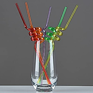 10 Pcs Spiral Reusable Plastic Straws Long Drinking Straws for Mason Jar Tumbler Cups Party Favors, Mixed Color