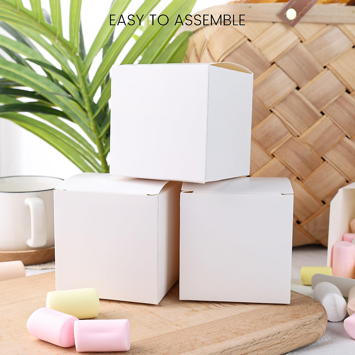 VGOODALL 50PCS Small Gift Boxes, 3 x 3 x 3 Inch White Favor Box Candy Treat Boxes Gift Boxes for Birthday Party Wedding