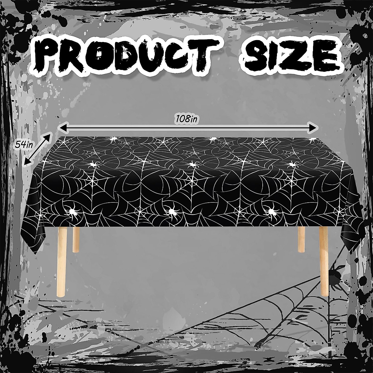 JHDZDHY 6 Pack Halloween Spiderweb Tablecloth,54" x 108" Rectangular Plastic Spider Web Table Cloth Large Size Halloween Table Covers for Home Decor Halloween Party Decorations (Halloween Spiderweb)
