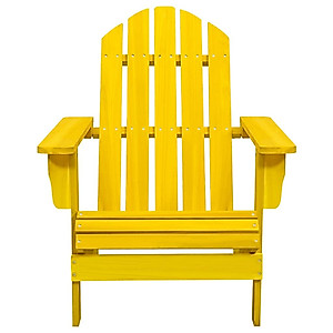 Tidyard Patio Adirondack Chair Solid Fir Wood Yellow Outdoor Fire Pit Chair Wooden Garden Armchair for Porch Pool Lawn Deck Backyard Balcony Outdoor