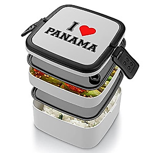 I Love Panama Lunch Box Portable Double-Layer Bento Box Large Capacity Lunch Container Food Container with Spoon