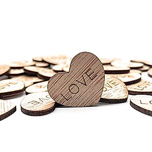 Wooden Heart Confetti ~ Love ~ Wood Hearts, Wood Confetti Engraved Love Hearts- Rustic Wedding Decor (100 count)
