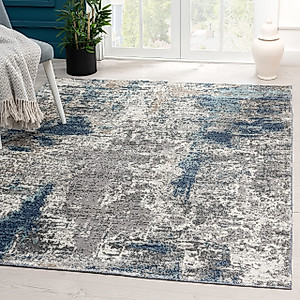 LUXE WEAVERS Euston Blue 5 x 7 Abstract Modern Area Rug