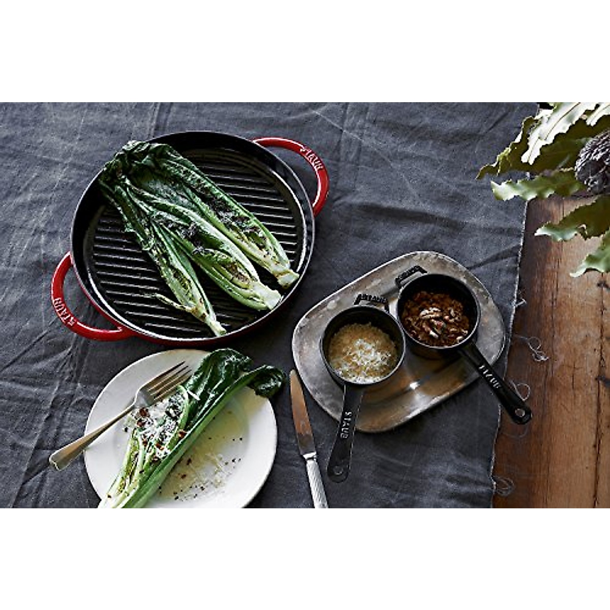 Staub 40509-522 Pure Grill Round, Gray, 10.2 inches (26 cm) Grill Pan, Both Hands, Casting, Enamel, Induction Compatible, Japanese Authentic Product