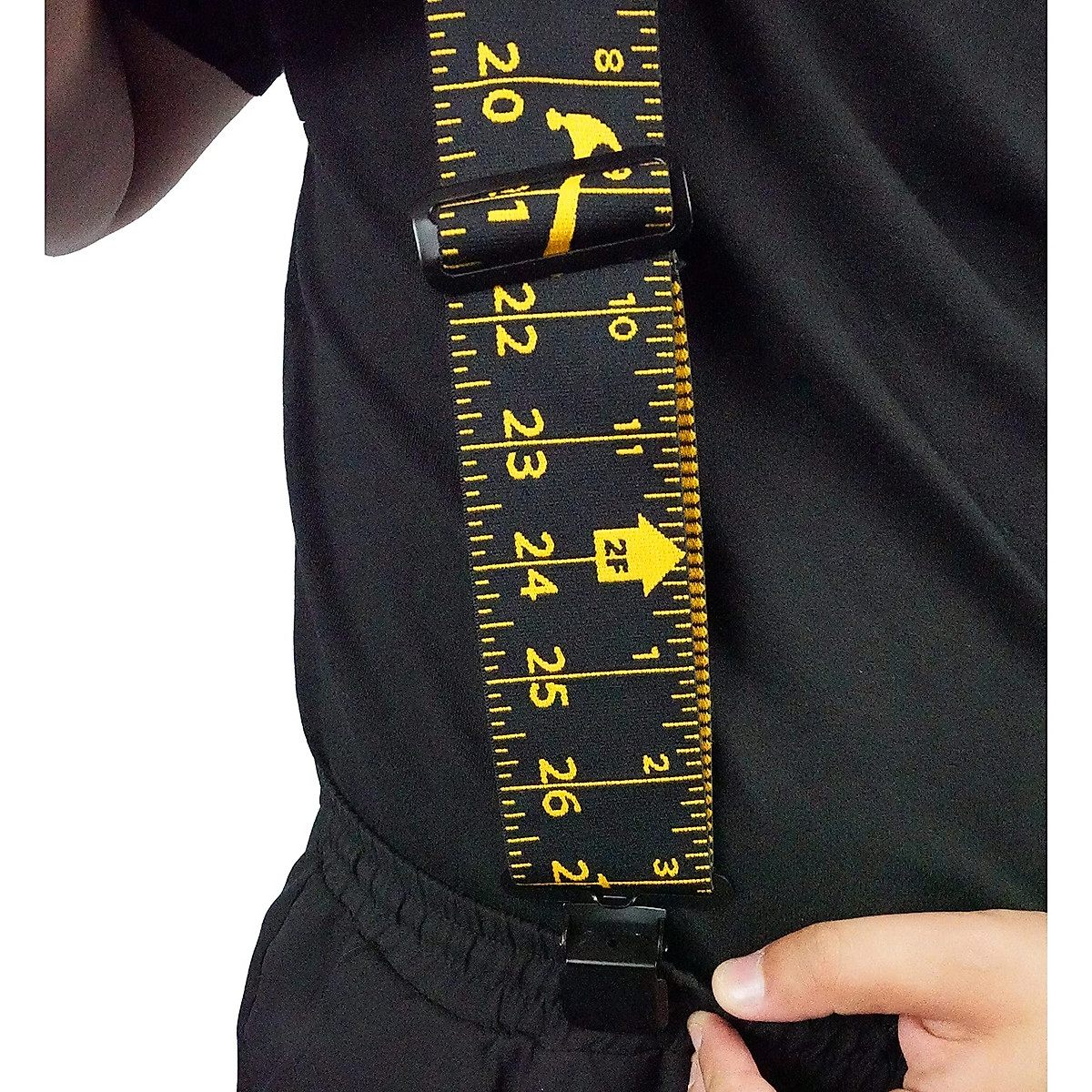 MELOTOUGH Tool Belt Suspenders Work Suspenders 2" Wide Adjustable and Elastic Braces X Shape with Very Strong Clips - Heavy Duty tape measure suspenders for men (Black Tape)