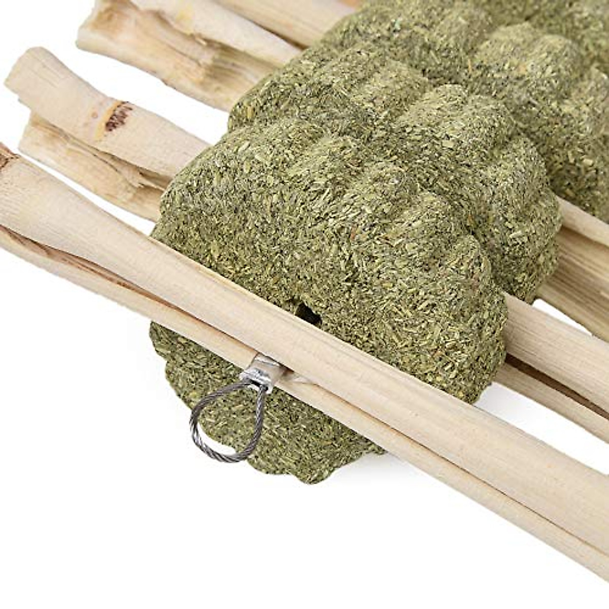 Natural Rabbit Hamster Chewing Toys Alfalfa Balls Sweet Bamboo Toys ,Hanging Treat Teeth Care Molar Toys for Small Pets Toys for Chinchilla Guinea Pigs(4 Pack)