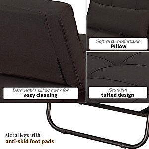 Ainfox Sofa Bed, Chair Bed, Sleeper Sofa Couch,4 in 1 Multi-Function Folding Ottoman Bed with Adjustable Backrest for Living Room, Bedroom, Hallway, Dark Brown